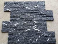 China Lightning Black Galaxy Granite Stacked Stone Veneer 600x150mm Natural Split Wall Cladding for sale