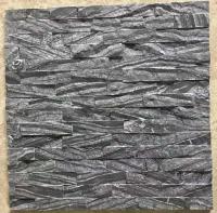 China Black Wooden Marble Culture Stone 600x150mm Natural Split Ledgestone Veneer for Wall Cladding for sale