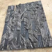 China Black Wooden Grain Marble Culture Stone 600x150mm Natural Split Polished Wall Cladding for sale