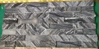 China Black Wooden Grain Marble Culture Stone 600x150mm Natural Split Polished Wall Cladding for sale