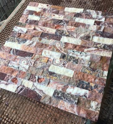 China Red Dragon Jade Marble Culture Stone 600x150mm Purple Cream Marble Ledgestone Wall Cladding for sale