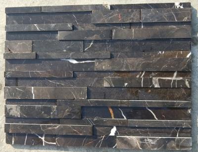 China Emperador Dark Marble Stacked Stone Veneer 600x150mm Real Stone Cladding for sale