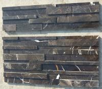 China Emperador Dark Marble Stacked Stone Veneer 600x150mm Real Stone Cladding for sale