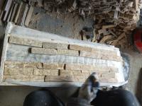 China Golden Yellow Quartzite Culture Stone Split Face Stacked Stone Natural Wall Cladding 600x150mm for sale