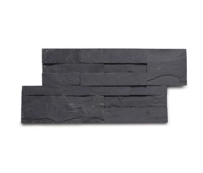 China Black Slate Ledgestone Thin Stone Veneer 180x350mm Split Face Wall Cladding for sale