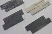 China Black Slate Ledgestone Thin Stone Veneer 180x350mm Split Face Wall Cladding for sale