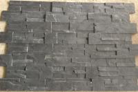 China Black Slate Ledgestone Thin Stone Veneer 180x350mm Split Face Wall Cladding for sale
