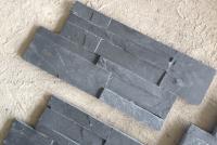 China Black Slate Ledgestone Thin Stone Veneer 180x350mm Split Face Wall Cladding for sale
