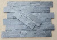 China Black Slate Ledgestone Thin Stone Veneer 180x350mm Split Face Wall Cladding for sale