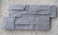 China Black Slate Ledgestone Thin Stone Veneer 180x350mm Split Face Wall Cladding for sale