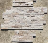 China Ivory White Quartzite Ledgestone 18x35cm Stone Cladding Panel Natural Split Wall Veneer for sale