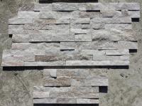 China Ivory White Quartzite Ledgestone 18x35cm Stone Cladding Panel Natural Split Wall Veneer for sale