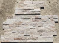 China Ivory White Quartzite Ledgestone 18x35cm Stone Cladding Panel Natural Split Wall Veneer for sale