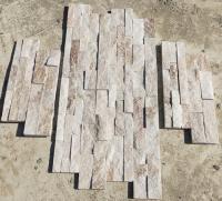 China Ivory White Quartzite Ledgestone 18x35cm Stone Cladding Panel Natural Split Wall Veneer for sale