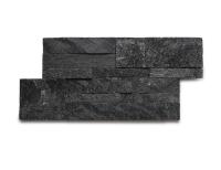 China Black Quartzite Ledgestone Thin Stone Veneer 180x350mm Natural Split Wall Panel for sale