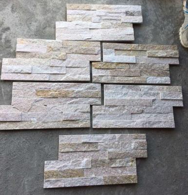 China Golden Wood Vein Quartzite Stone Panels 180x350mm Natural Stone Cladding for sale