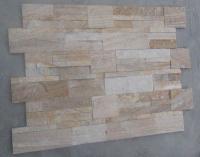 China Golden Wood Vein Quartzite Stone Panels 180x350mm Natural Stone Cladding for sale