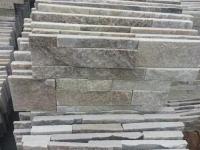 China Golden Wood Vein Quartzite Stone Panels 180x350mm Natural Stone Cladding for sale