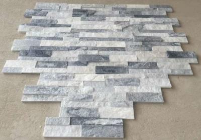 China Silver Cloud Quartzite Stacked Stone Veneer 18x35cm Natural Stone Cladding for Wall Decor for sale