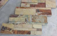 China Yellow Rusty Slate Stone Cladding Panel Split Face Riven Veneer 180x350x15-20mm for Wall Decor for sale