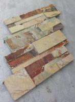 China Yellow Rusty Slate Stone Cladding Panel Split Face Riven Veneer 180x350x15-20mm for Wall Decor for sale