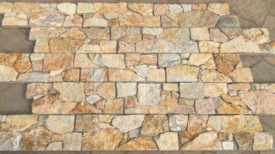 China Yellow Limestone Ledger Panels Natural Stone Cladding 600x150mm Outdoor Wall Covering for sale