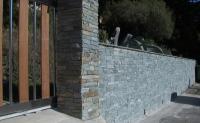 China Green Slate Stone Cladding Backed Cement 600x150mm Outdoor Wall Panels Natural Stone Veneer for sale