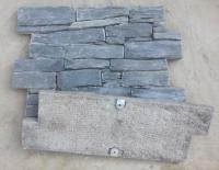 China Black Slate Cemented Stone Cladding 600x150mm Natural Rough Surface Wall Covering for sale