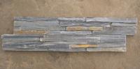 China Black Rusty Slate Stacked Stone Cladding 600x150mm Natural Slim Culture Stone Wall Panel for sale
