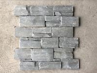 China Grey Slate Stacked Stone Wall Cladding 600x150mm Natural Riven Veneer for sale