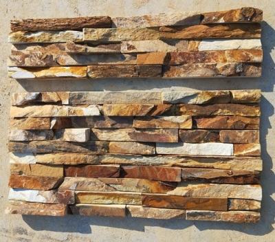 China Multicolor Rusty Limestone Stacked Stone Cladding Panel 600x150x20-30mm Natural Rough for sale