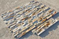 China Yellow Quartzite Culture Stone Ledgestone 600x150mm Natural Stone Cladding Wall Veneer for sale