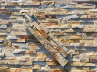 China Yellow Quartzite Culture Stone Ledgestone 600x150mm Natural Stone Cladding Wall Veneer for sale