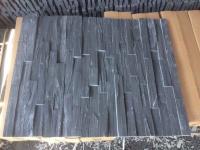 China Charcoal Black Slate Stone Cladding Panel 600x150mm Natural Rough Ledgestone for Wall Covering for sale