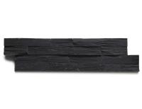 China Charcoal Black Slate Stone Cladding Panel 600x150mm Natural Rough Ledgestone for Wall Covering for sale