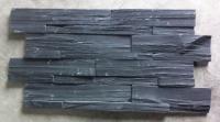 China Charcoal Black Slate Stone Cladding Panel 600x150mm Natural Rough Ledgestone for Wall Covering for sale