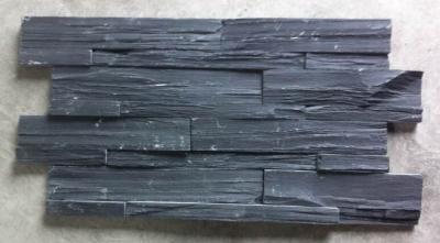 China Charcoal Black Slate Stone Cladding Panel 600x150mm Natural Rough Ledgestone for Wall Covering for sale