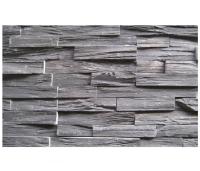 China Charcoal Black Slate Stone Cladding Panel 600x150mm Natural Rough Ledgestone for Wall Covering for sale