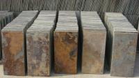 China Rusty Multicolor Slate Pavers 30x30cm Natural Split Surface Sawn Edges for Patio Wall Floor for sale