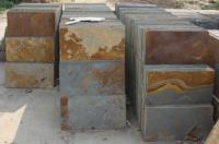 China Rusty Multicolor Slate Pavers 30x30cm Natural Split Surface Sawn Edges for Patio Wall Floor for sale