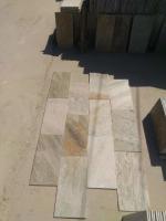 China Natural Yellow Oyster Quartzite Pavers 60x60cm Split Face Patio Stone for sale