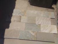 China Natural Yellow Oyster Quartzite Pavers 60x60cm Split Face Patio Stone for sale