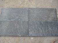 China Natural Black Quartzite Floor Tiles 30x60cm Flamed Paving Stone for Outdoor Patio for sale
