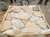 China Yellow Quartzite Random Flagstone 30-50cm Natural Paving Stone for Patio Flooring for sale