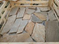 China Yellow Quartzite Random Flagstone 30-50cm Natural Paving Stone for Patio Flooring for sale