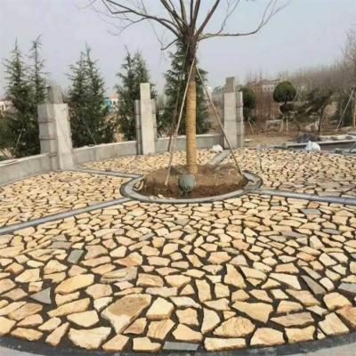 China Yellow Slate Random Flagstone Quartzite Crazy Stone Irregular Patio Stone 2.5-3.5cm for sale