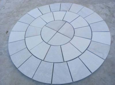 China White Quartzite Circle Pavers 60cm Plaza Paving Stone Medallion Patio Stones for sale