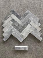 China Natural Chinese Blue Limestone Tumbled Strip Stone 200x50x25mm Floor and Wall Tile for sale