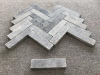 China Natural Chinese Blue Limestone Tumbled Strip Stone 200x50x25mm Floor and Wall Tile for sale