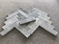 China Natural Chinese Blue Limestone Tumbled Strip Stone 200x50x25mm Floor and Wall Tile for sale